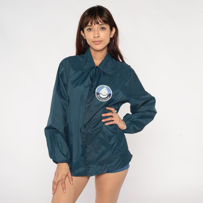 Windjammer Jacket 70s 80s Windbreaker Sailboat Patch Uniform Jacket ...