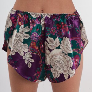 Paisley Floral Tap Shorts 80s Satin Boy Shorts Lounge Sleep Shorts ...