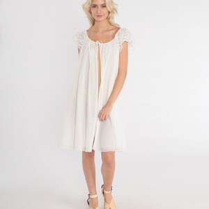 White Lace Robe 80s Lingerie Jacket Short Mini House Coat Flutter ...