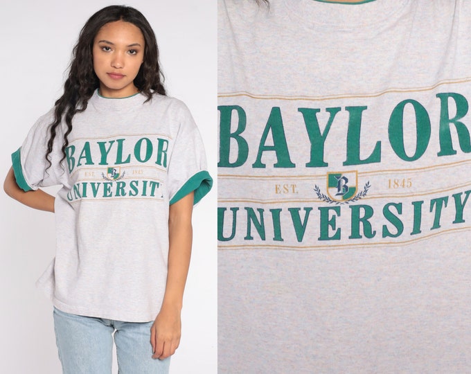 Baylor University Shirt 90s University Tshirt Cuffed Sleeve College ...