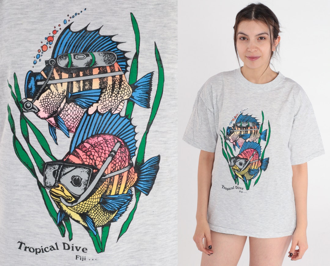 Fiji Diving Shirt 90s Tropical Dive Scuba T-shirt Snorkeling Fish ...