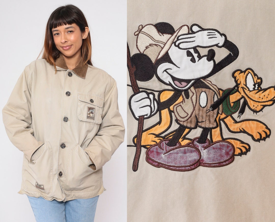 Mickey Mouse Chore Coat 90s Disney Cargo Pocket Button up Jacket ...