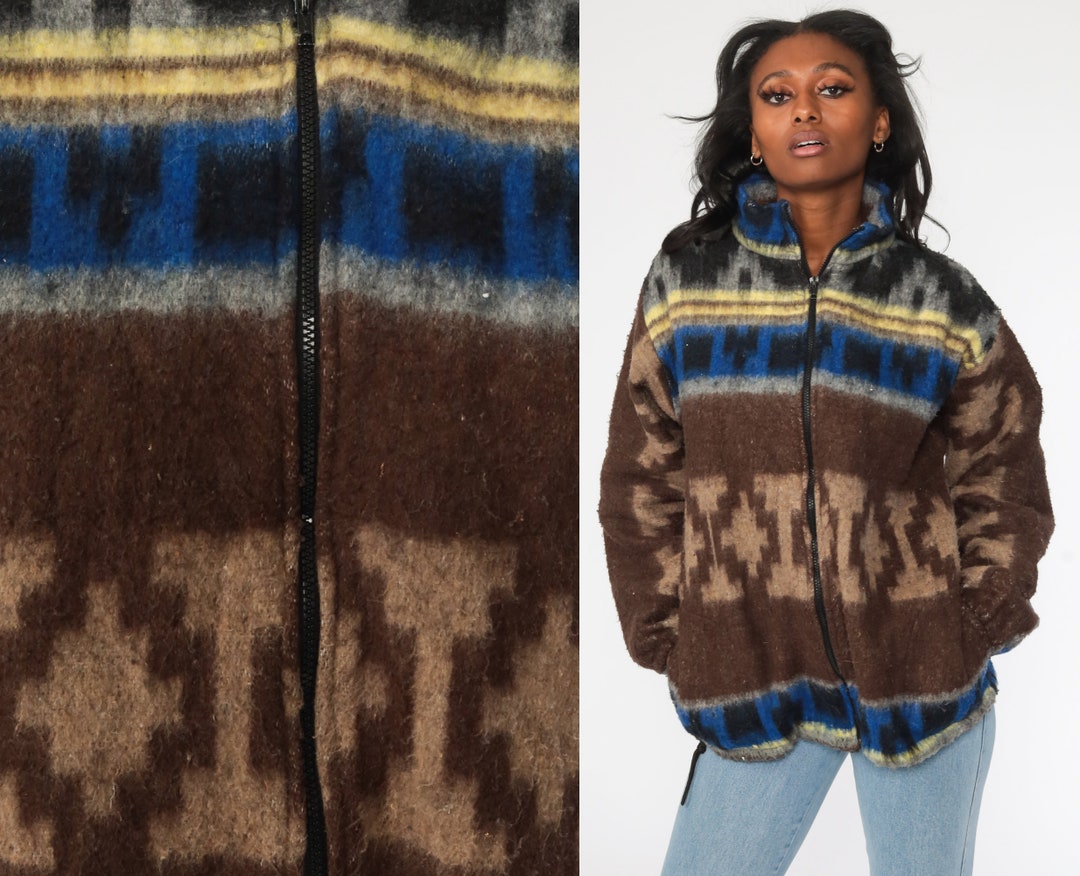 Southwestern Jacket 90s Geometric Aztec Jacket Zip up Jacket - Etsy