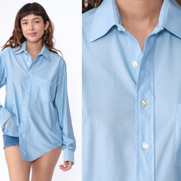 Blue Button up Shirt - Etsy