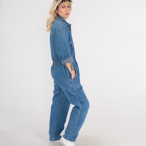 Denim Jumpsuit 90s Ideas Coveralls Blue Jean Snap up Boiler Suit 3/4 ...