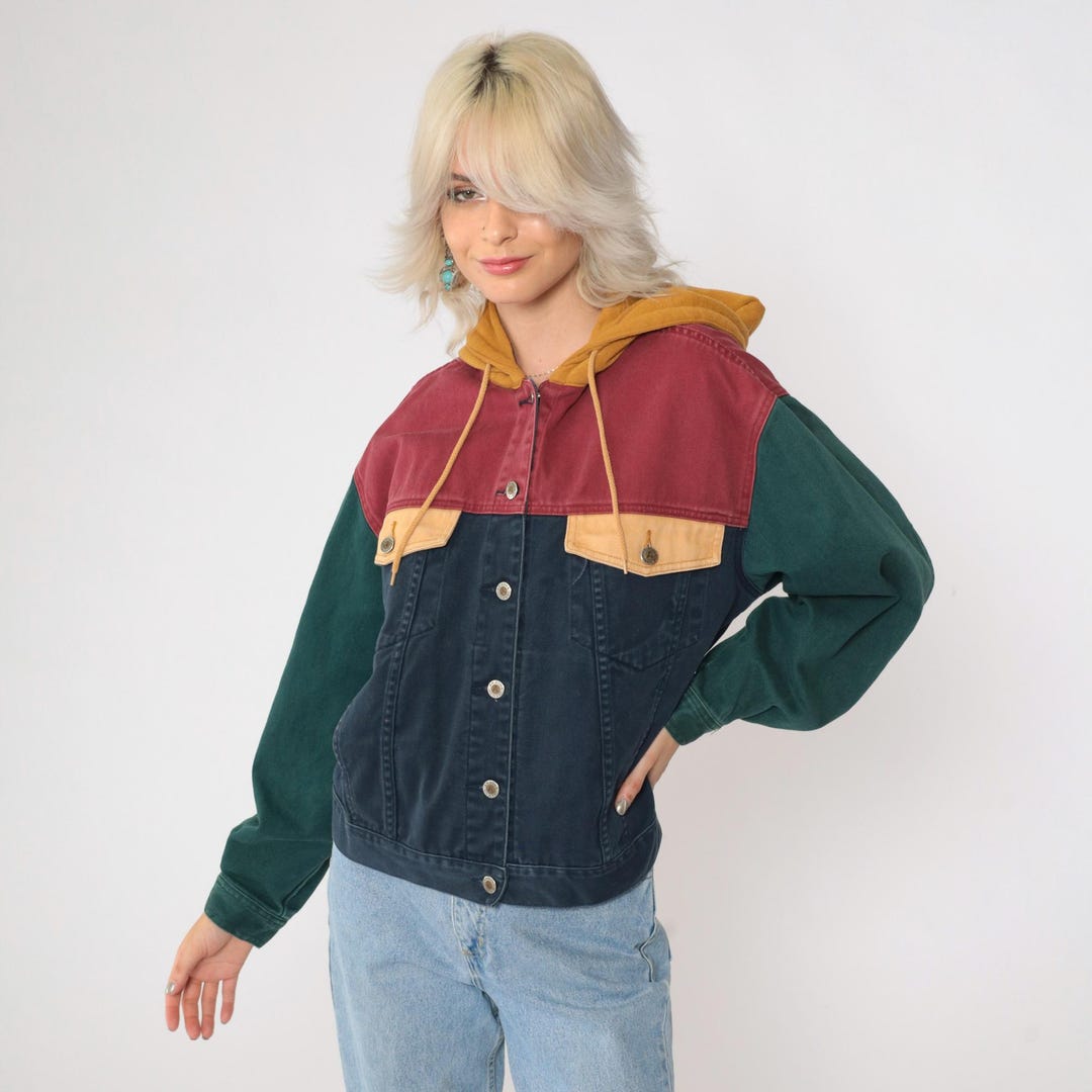 Y2K Color Block Jean Jacket Arizona Jean Jacket Vintage Colorblock ...