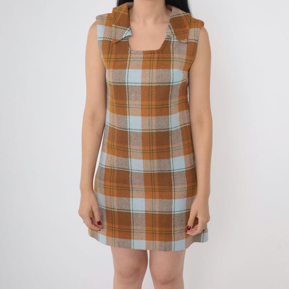 60s Plaid Dress Micro Mini Dress 1960s Mod Shift Acad… - Gem
