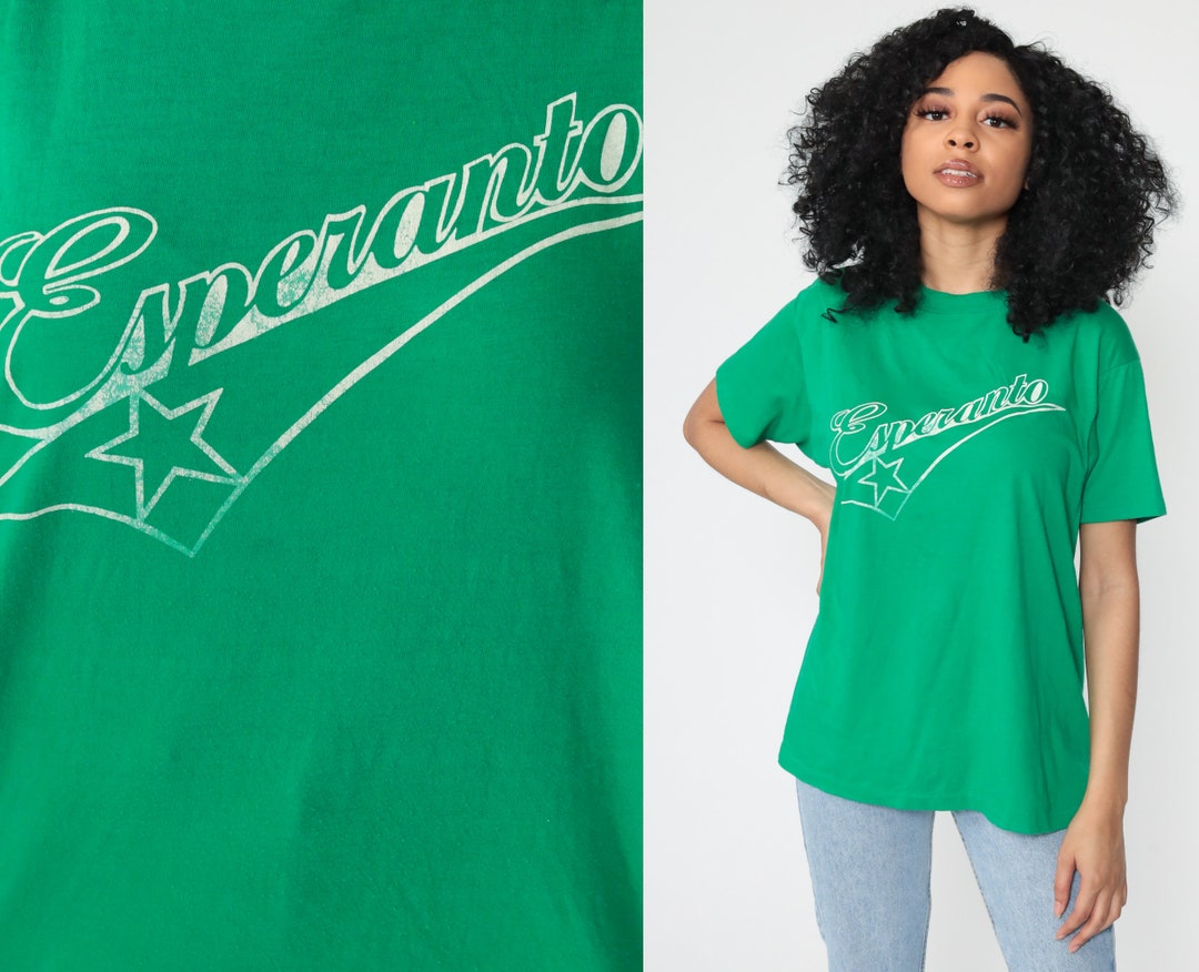Esperanto Shirt Single Stitch Graphic Tshirt Language Shirt 80s Burnout ...