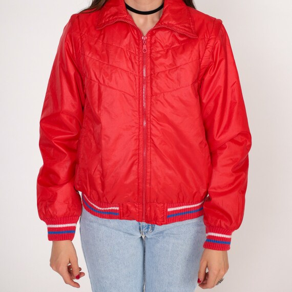 Red Quilted Jacket 80s Windbreaker Bomber Jacket Zip … - Gem