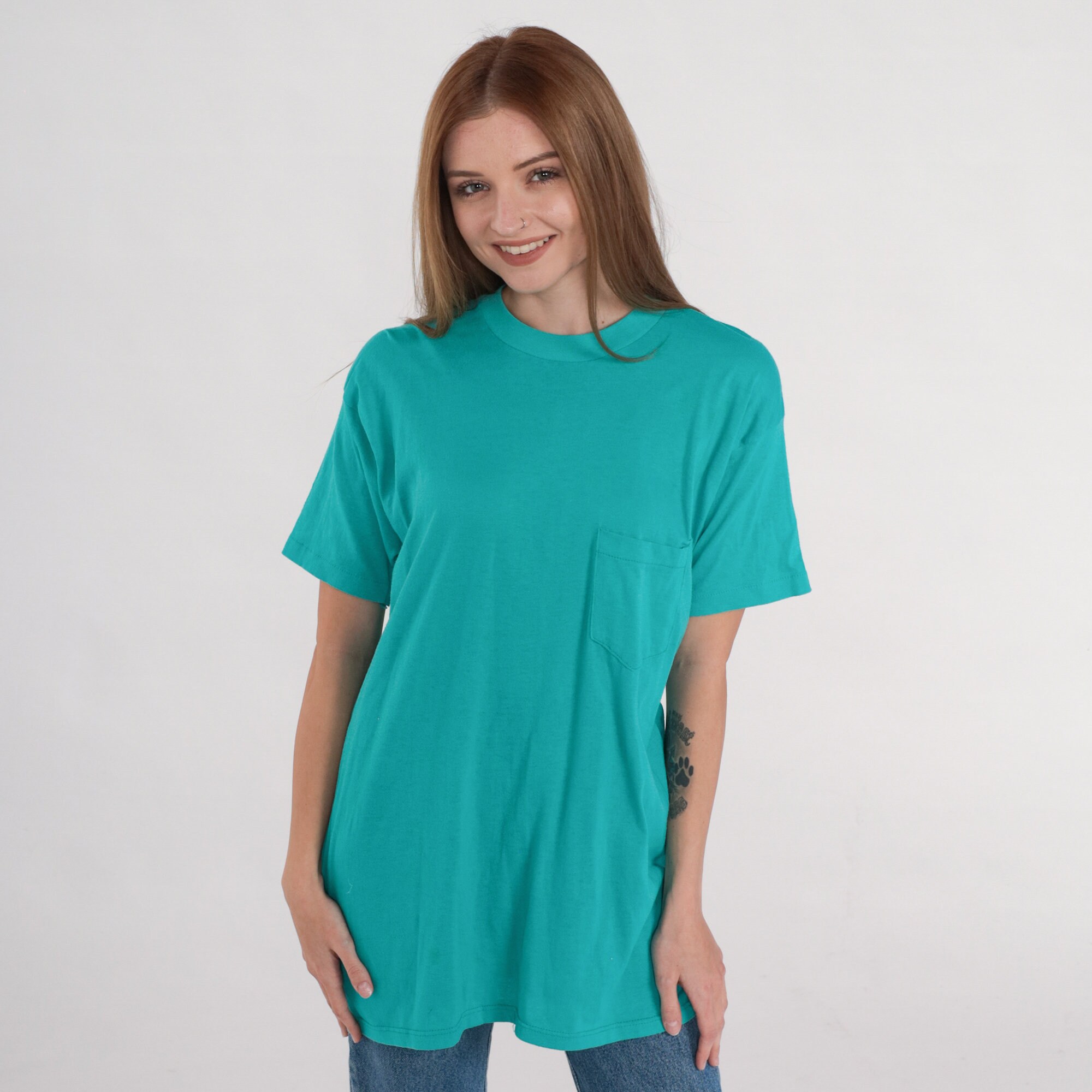 Green Pocket Tee 90s T Shirt Retro Plain TShirt Solid T Shirt Blank green-pocket-tee-90s-t-shirt-retro-plain-tshirt-solid-t-shirt-blank
