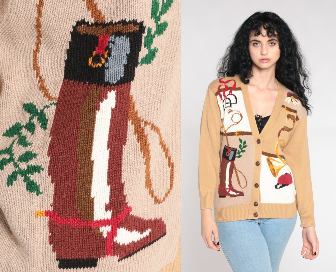 Horse Riding Cardigan Sweater 90s Horse Jockey Sweater Button up ...