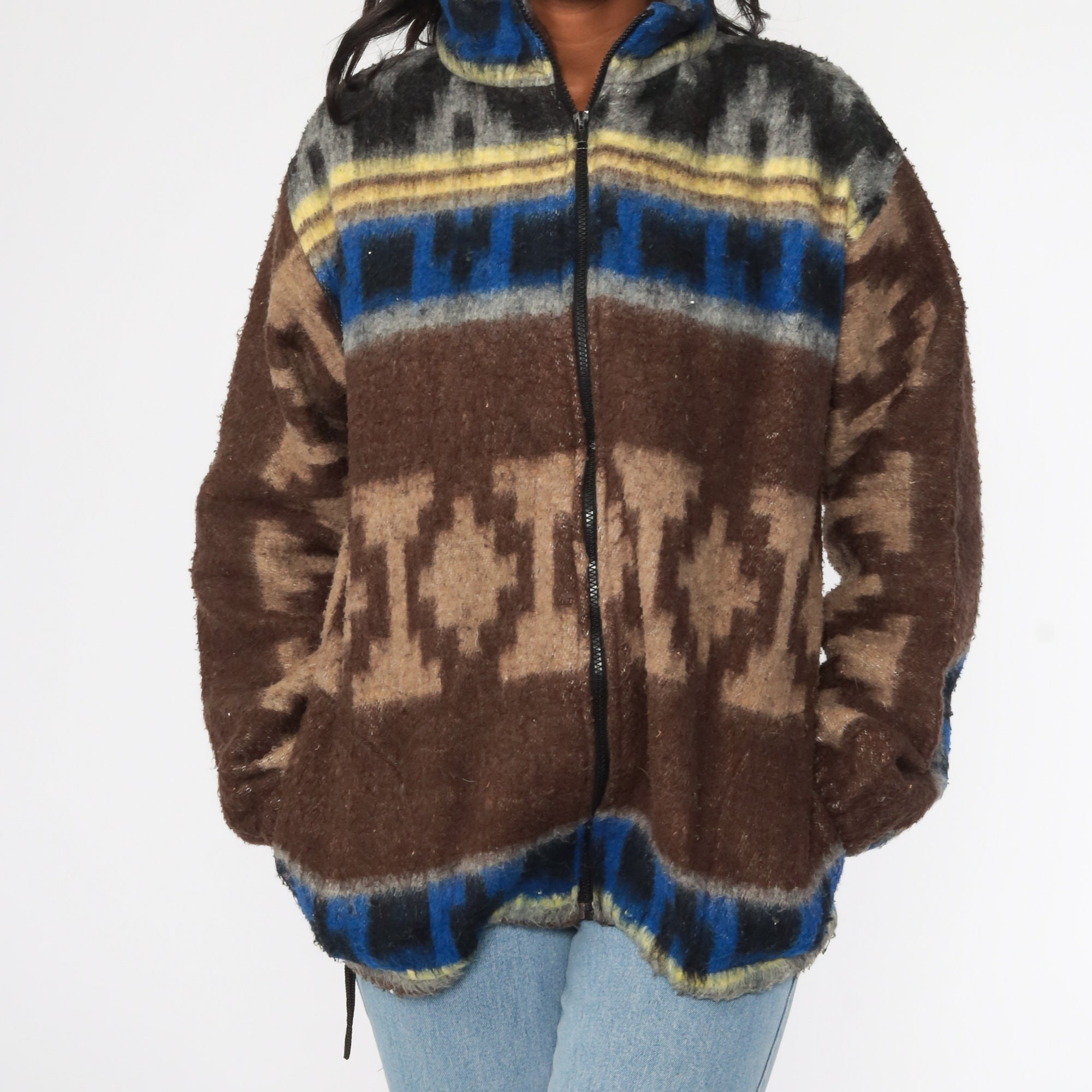 Southwestern Jacket 90s Geometric Aztec Jacket Zip up Jacket - Etsy