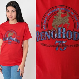 1994 Reno Rodeo Shirt 90s Glitter T-shirt Sparkly Cowboy Graphic Tee ...