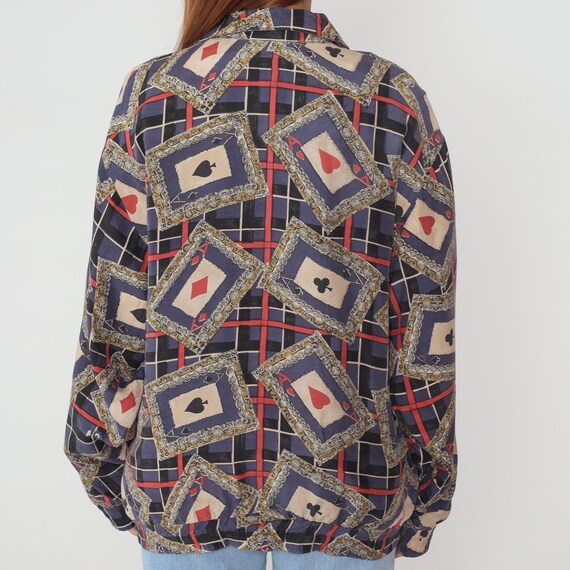 Playing Card Jacket 90s Silk Bomber Zip Up Windbreake… - Gem