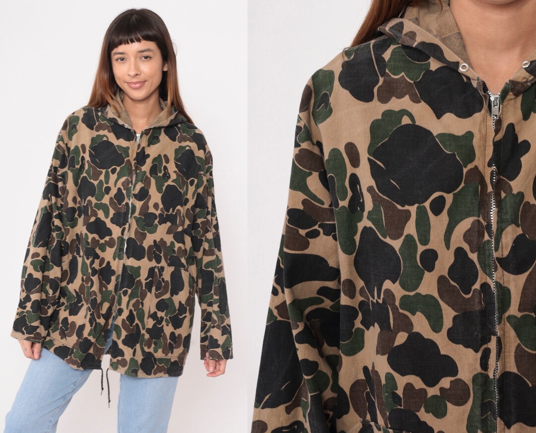 Hooded Camouflage Jacket 90s Military Camo Hood Jacket Army Commando ...