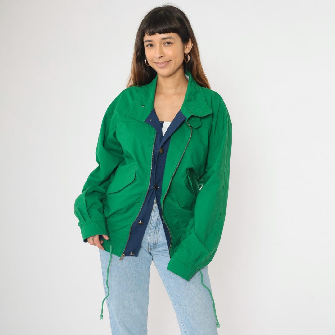Vintage Green Trekka Outdoor Jacket 80s 90s Two Tone Windbreaker Hiking ...