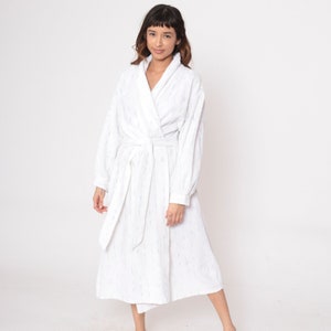 White Terry Cloth Robe 80s Pastel Striped Dressing Gown Midi Pajama ...
