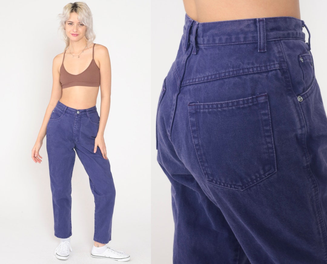 Purple Mom Jeans 26 90s Mom Jeans Dark Purple High Waisted Jeans 1990s ...