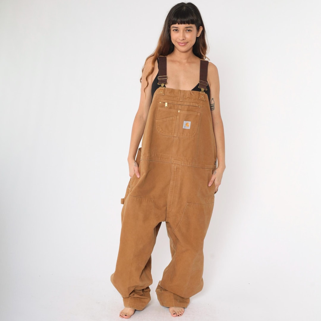 Vintage Brown Carhartt Overalls Y2K Cargo Dungarees Workwear Double ...