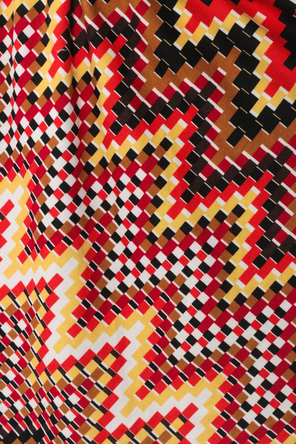 70s Mini Dress Zig Zag Geometric Print 60s Mod High Waisted | Etsy