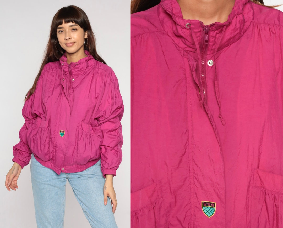 Hot Pink Windbreaker 90s Gitano Zip up Jacket Retro Bright Streetwear ...