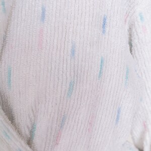 White Terry Cloth Robe 80s Pastel Striped Dressing Gown Midi Pajama ...