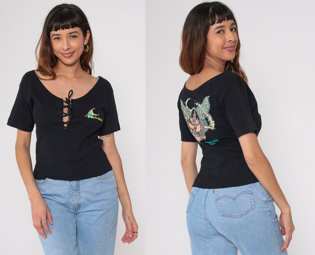 Ignacio Colorado 2000 Shirt Y2K Black Lace up Corset Tshirt Ute Native ...