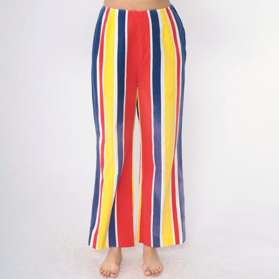 Vintage Striped Bell Bottoms 60s 70s Mod Flare Pants High Vintage Striped Bell Bottoms 60s 70s Mod Flare Pants High