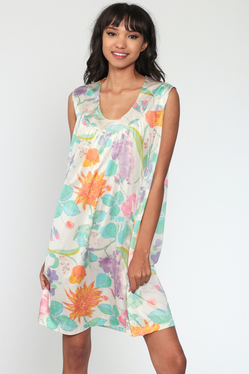 Floral Nightgown Lingerie 70s Slip Dress Mini Short Nightie - Etsy