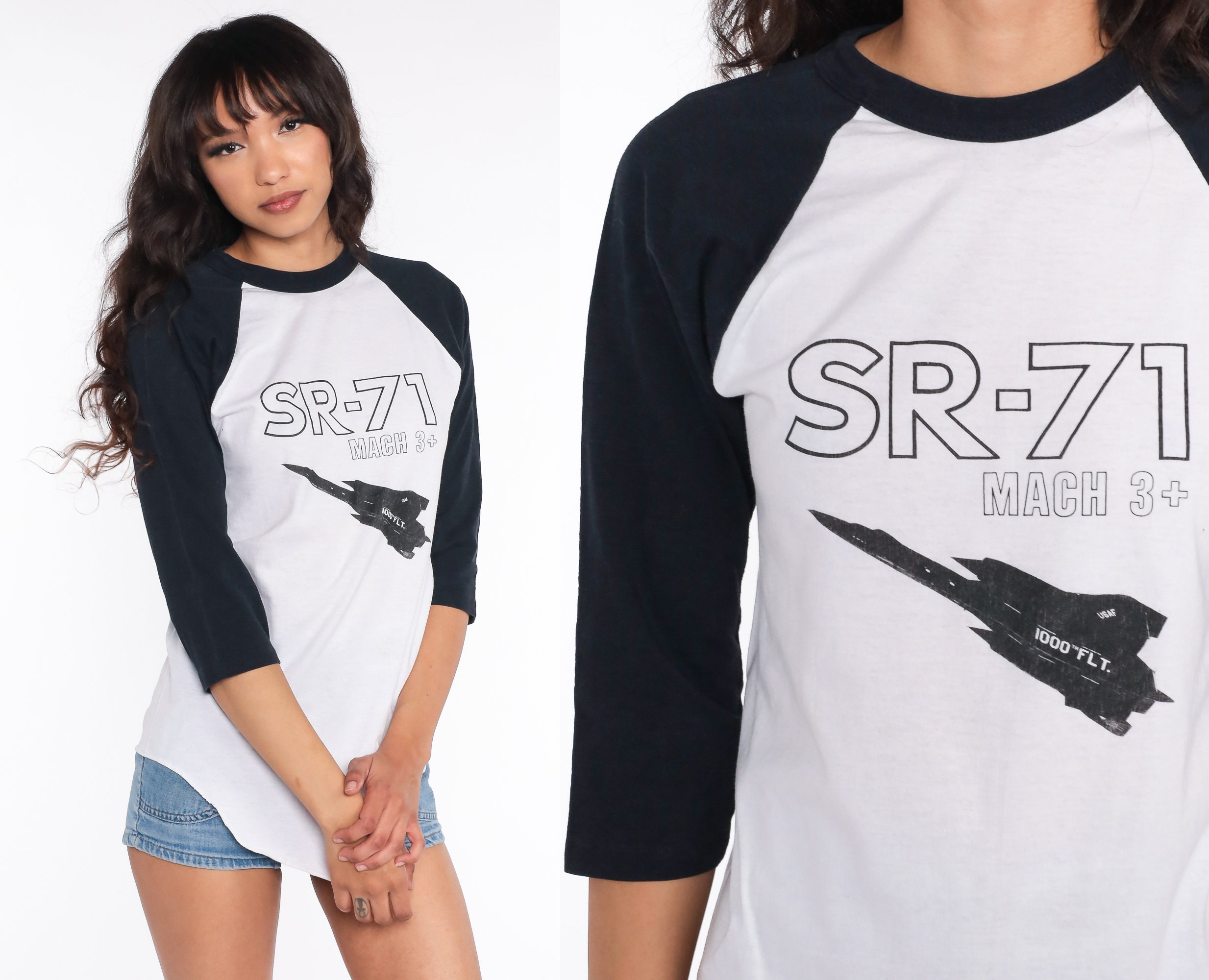 Vintage Airplane Tshirt Lockheed SR-71 Blackbird Shirt Ringer - Etsy UK