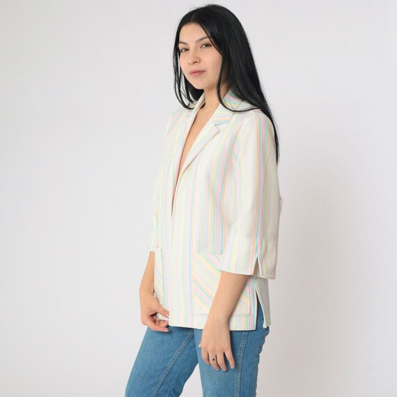 70s Rainbow Striped Jacket Pastel Rainbow Blazer Open… - Gem