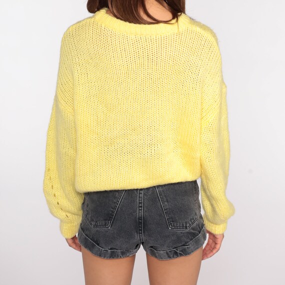 Sheer Yellow Sweater Pastel Shirt 80s Knit Cutout Swe… - Gem