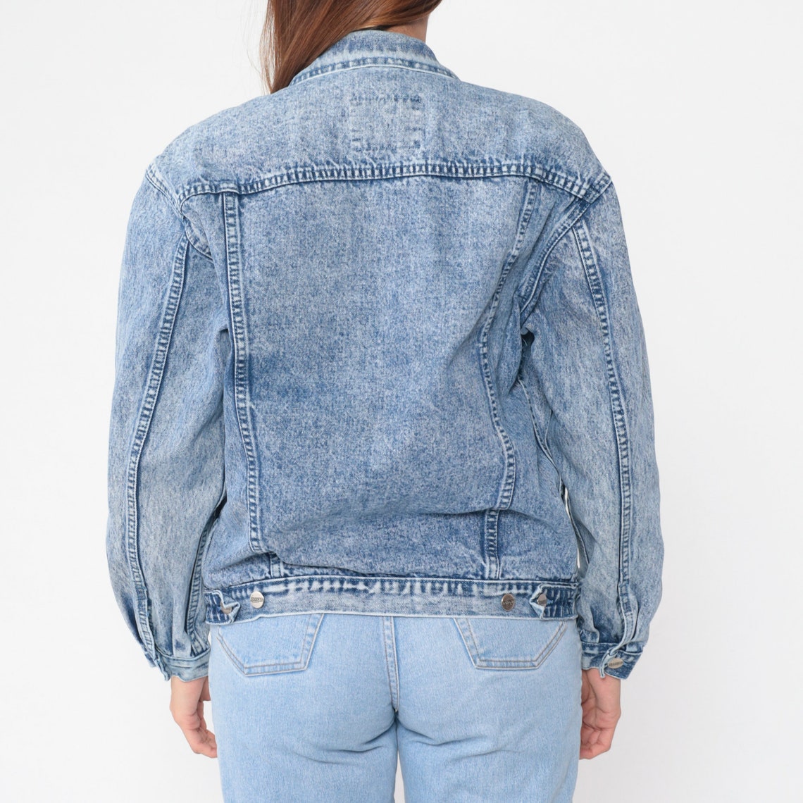 Stone Wash Denim Jacket 90s Boogie Jean Jacket Blue Button up Retro ...