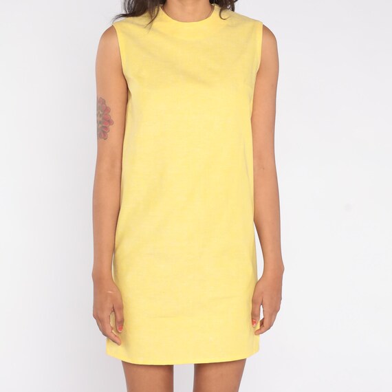Yellow 60s Mini Shift Dress Mod Mini Sleeveless Sunsh… - Gem