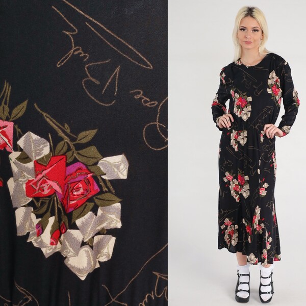 Black Flowy Sleeve Dress - Etsy