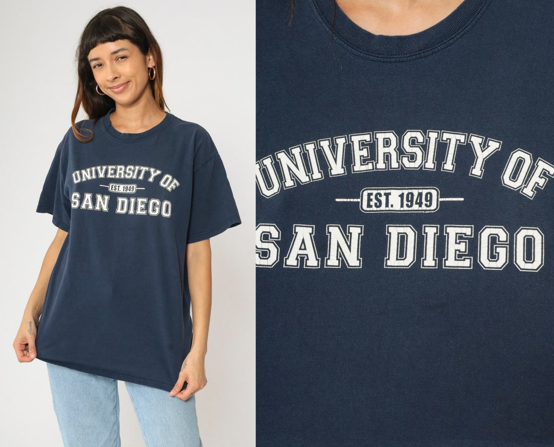 University of San Diego Shirt 00s Tshirt College T Shirt Navy Blue ...