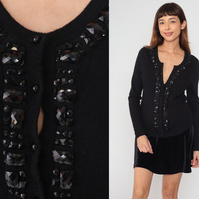 Black Beaded Sweater - Etsy