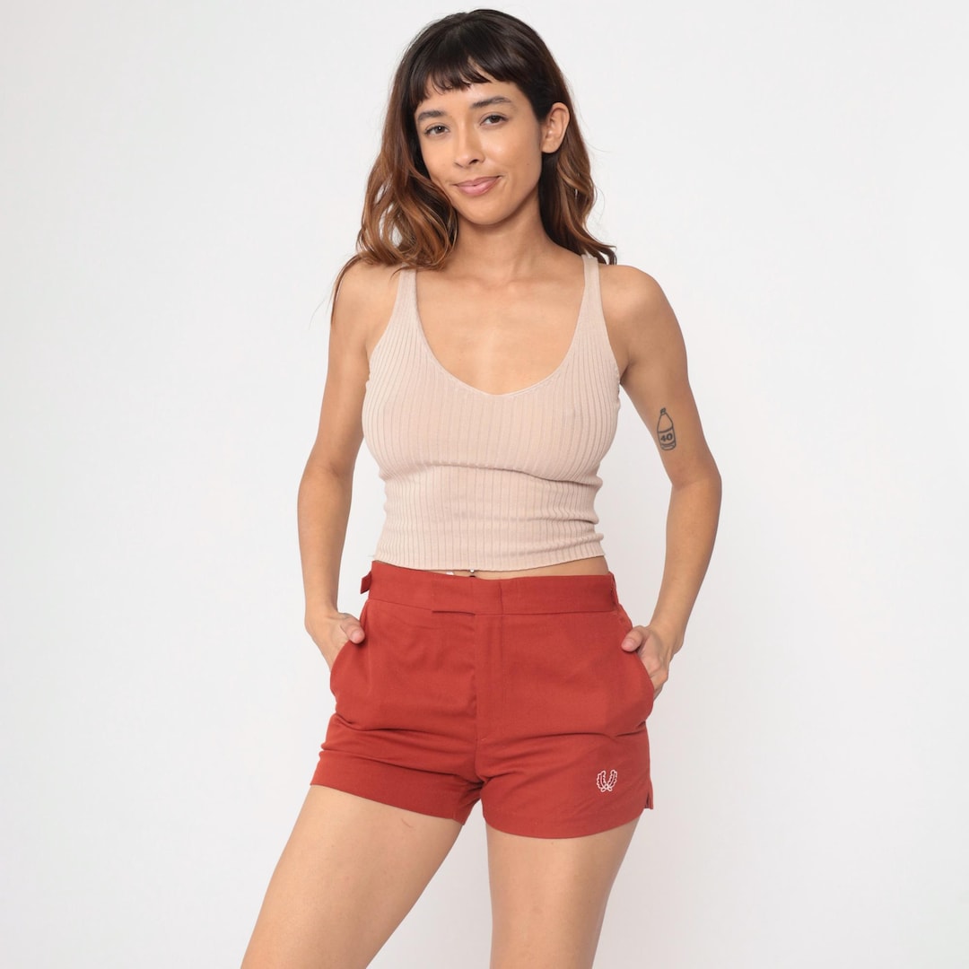 Rust Colored Shorts 80s Fred Perry High Waisted Tab Waist Cotton Blend ...