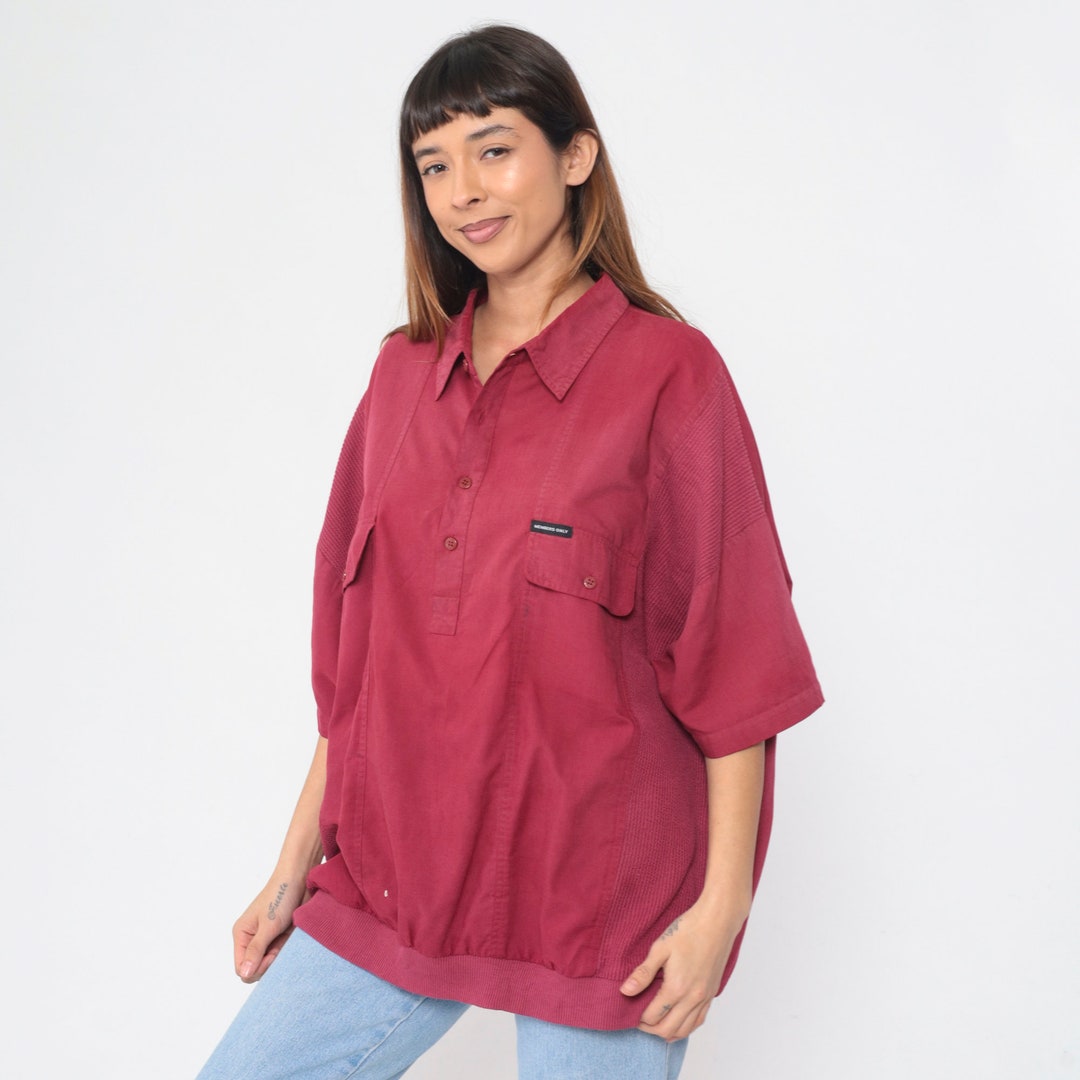 Members Only Shirt 80s Red Polo Shirt Plain Collared T-shirt Retro ...
