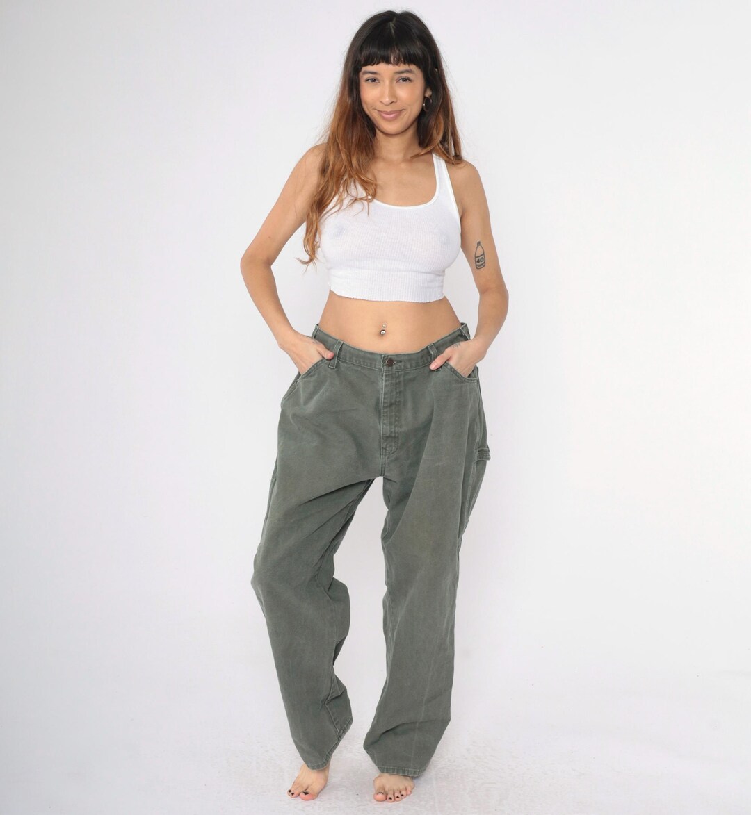 Olive Dickies Pants Y2K XL Hammer Loop Cargo Carpenter Jeans Green High ...