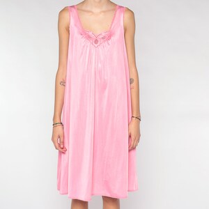 Pink Nightgown 80s Midi Slip Lounge Dress Sleeveless Knee Length Shift ...