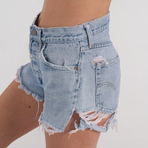 Levis 501 Shorts 90s Denim Cut Offs Levi Strauss Jean Shorts Ripped Mid ...