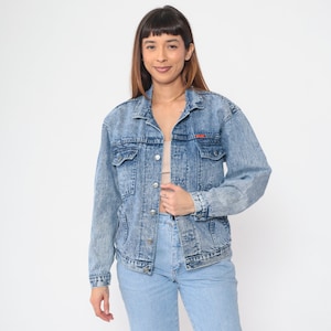 Stone Wash Denim Jacket 90s Boogie Jean Jacket Blue Button up Retro ...