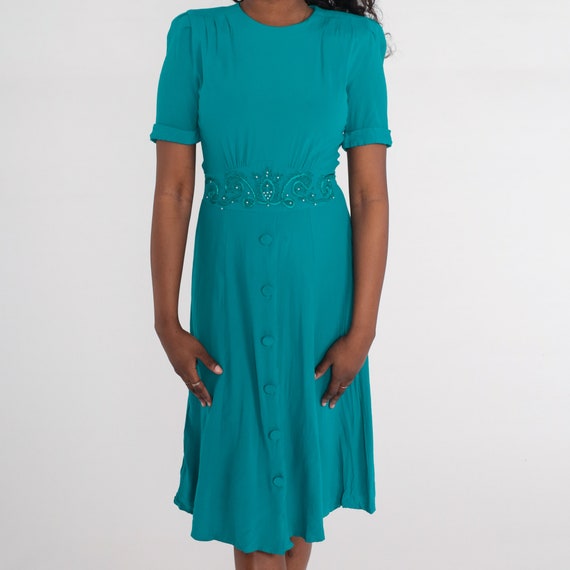 teal-beaded-dress-80s-midi-dress-puff-sleeve-dress-pe-gem