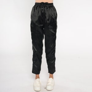90s Track Pants Shiny Black Jogging Pants Warmup Track Suit Streetwear ...