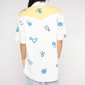 Western Shirt 80s 90s Cattle Brand Print Shirt White Button up Yellow ...