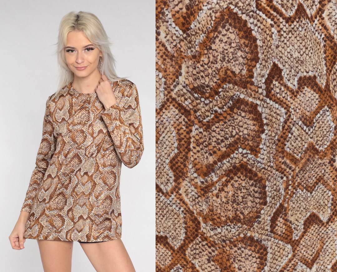 Snakeskin Blouse 70s Scale Pattern Top Snake Skin Animal Print Shirt ...