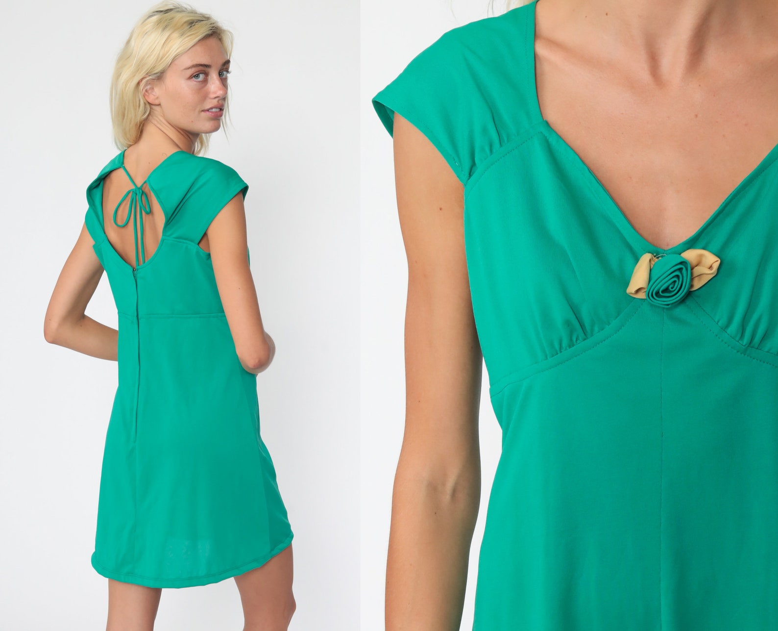 70s Mini Dress 60s Mod KEYHOLE Back Dress Babydoll Dress Plain | Etsy