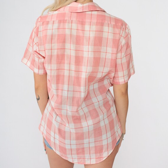 Red Plaid Shirt 80s Checkered Button Up Shirt White R… - Gem