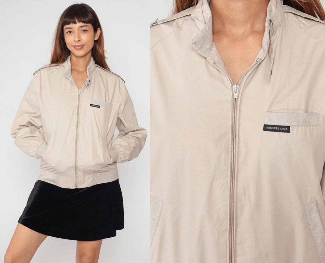 Tan Members Only Jacket 80s Zip up Windbreaker Bomber Cafe Racer ...